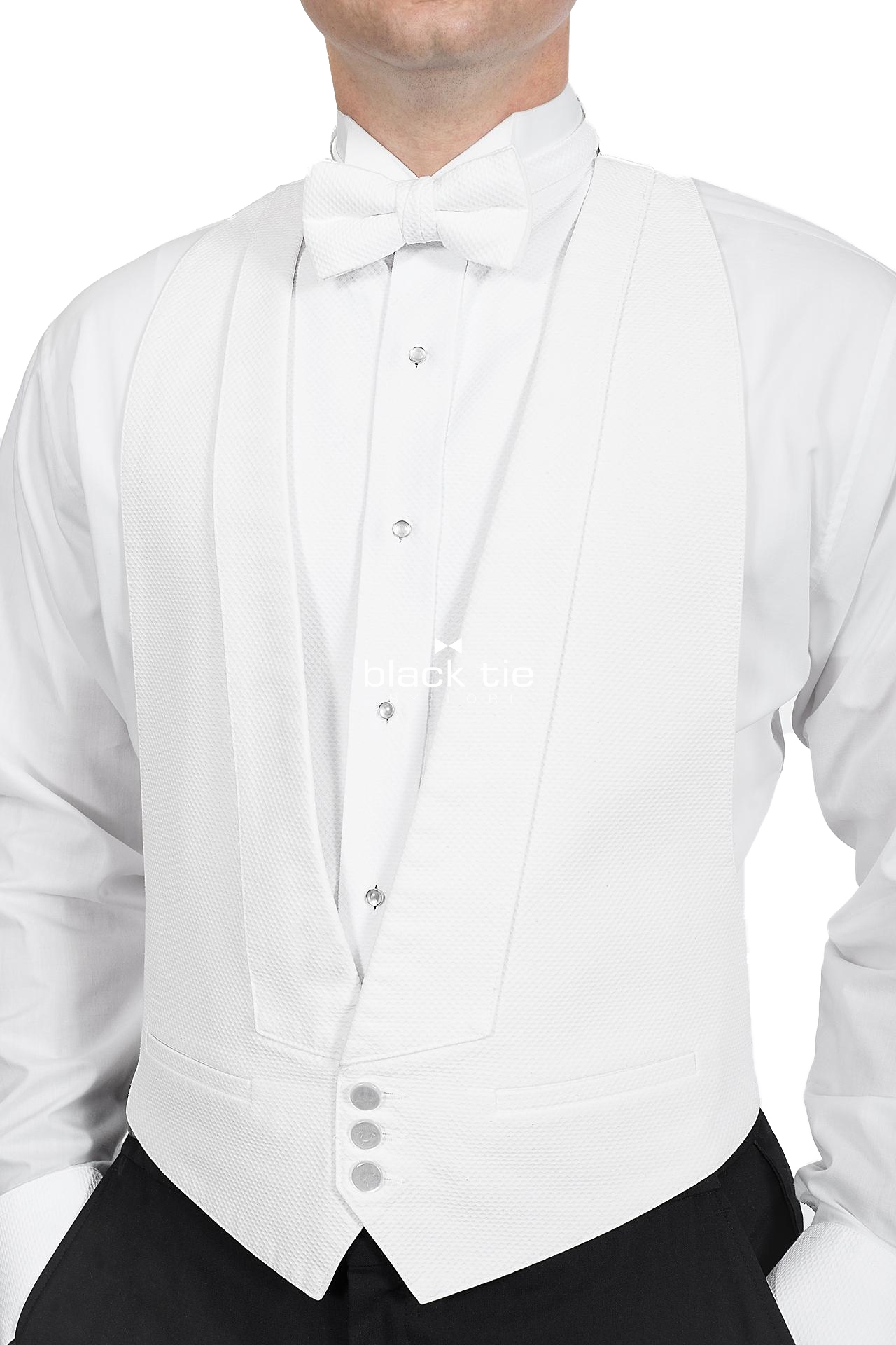 Piqué Shirt, Vest and Bow Tie - Tux & Suit rentals or sales